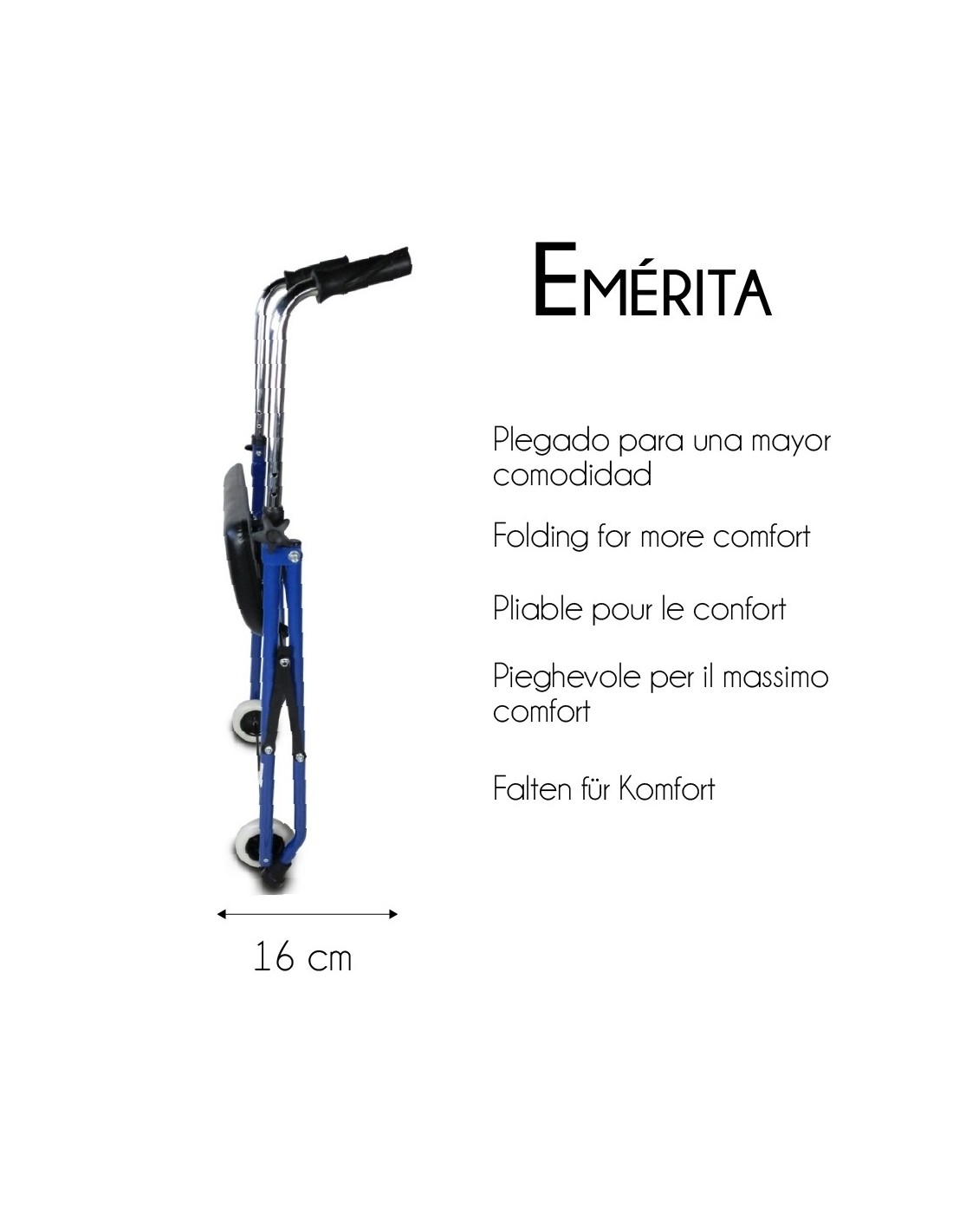 Andador azul con ruedas delanteras y asiento, plegable y regulable en ...
